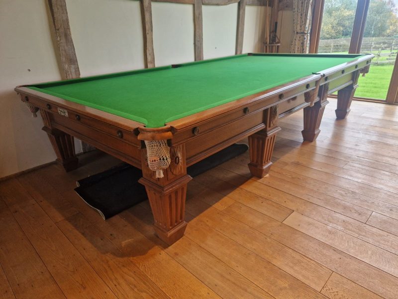 English Oak Burroughes and Watts Full Size Snooker Table - Burroughes ...